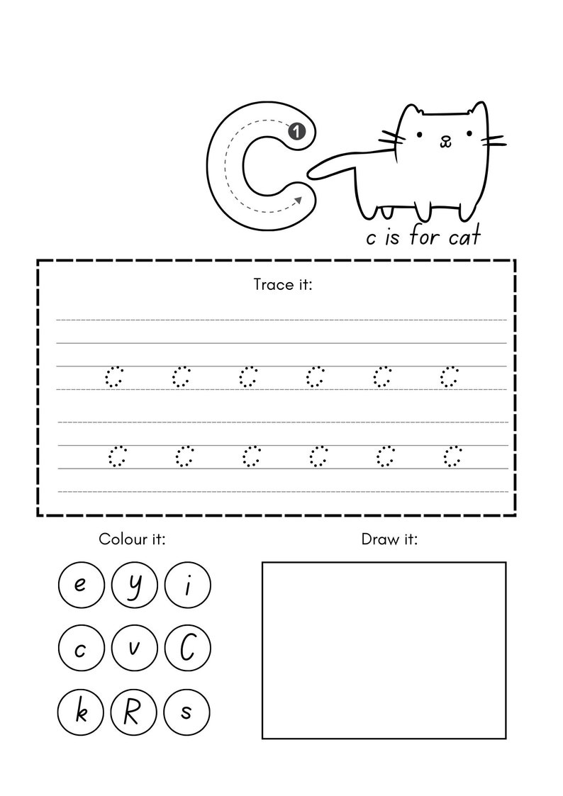 Alphabet Worksheets Printable Tracing and Color Homeschool Teacher Kids ...