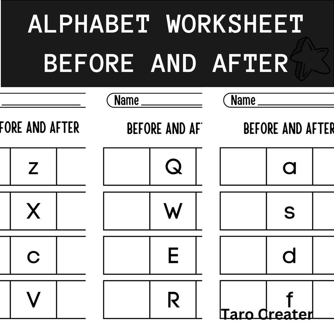 Alphabet Worksheets Printable Before and After Homeschool Teacher Kids ...