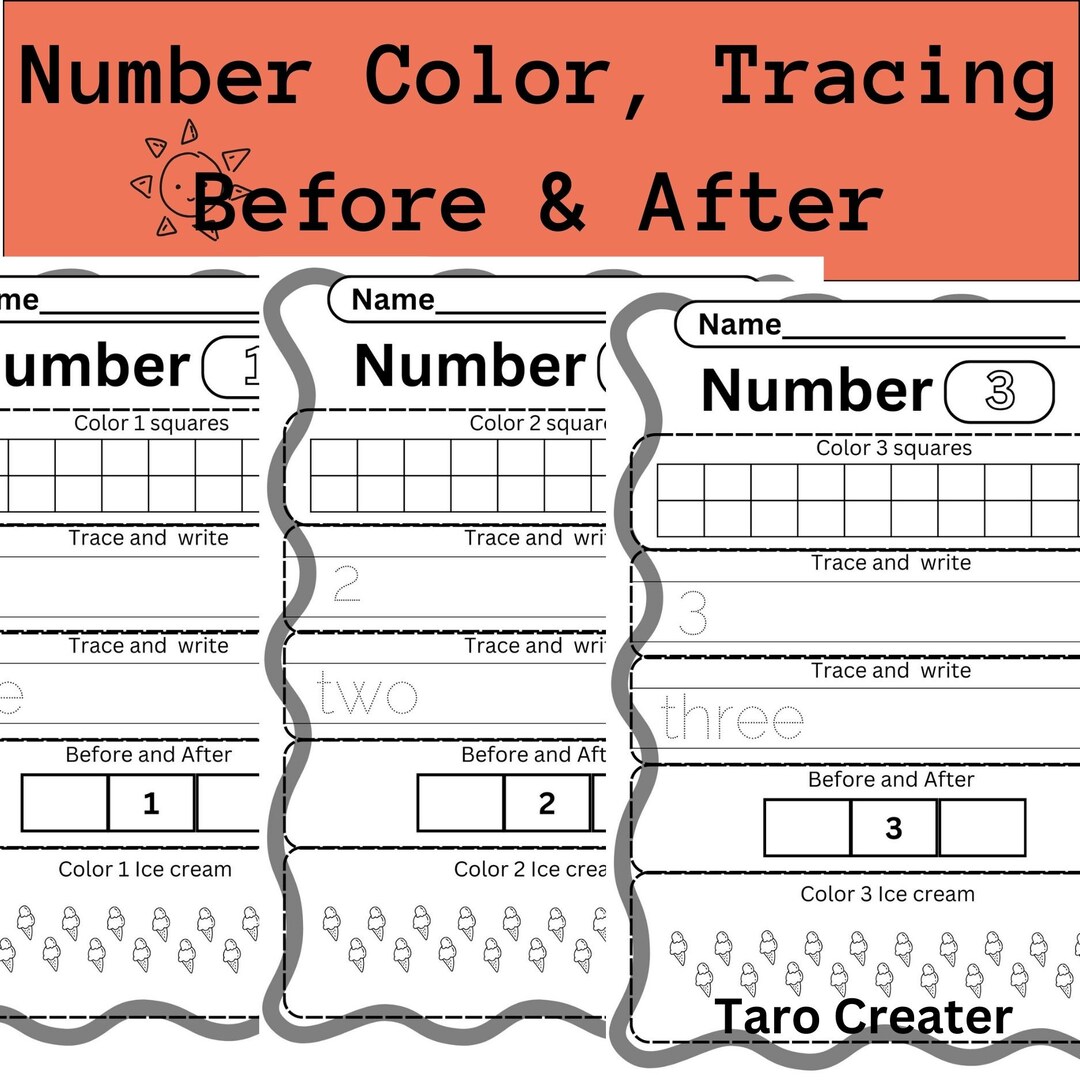 Number Worksheets Color, Tracing, Before and After Numbers to 1-20 Math ...
