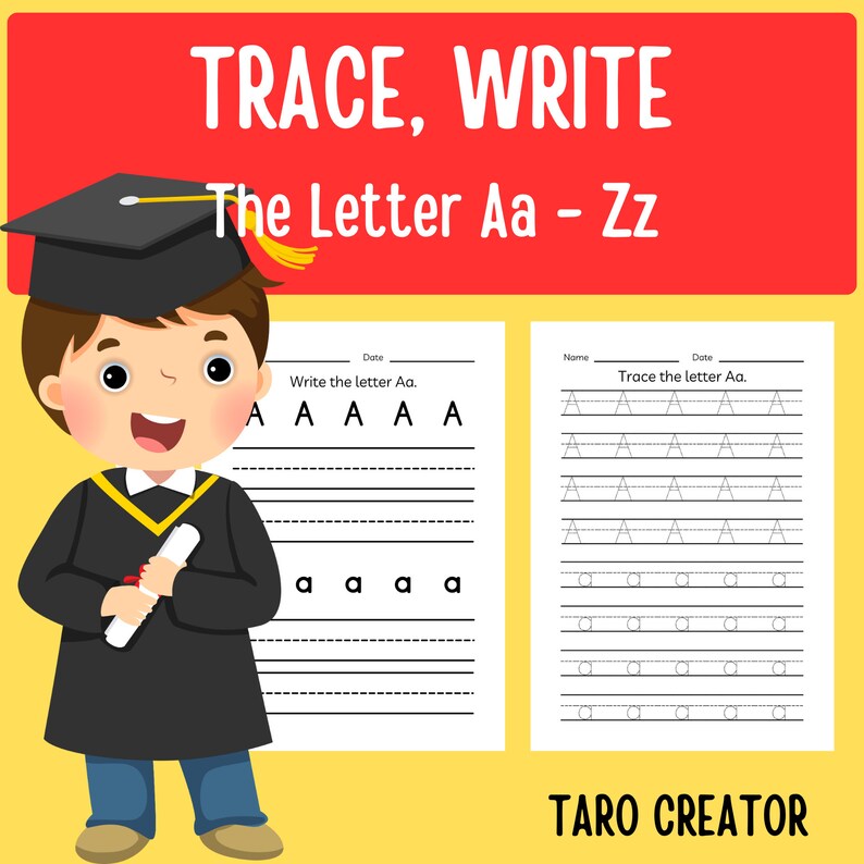 Alphabet Trace and Write the Letter Uppercase Lowercase Practice ...