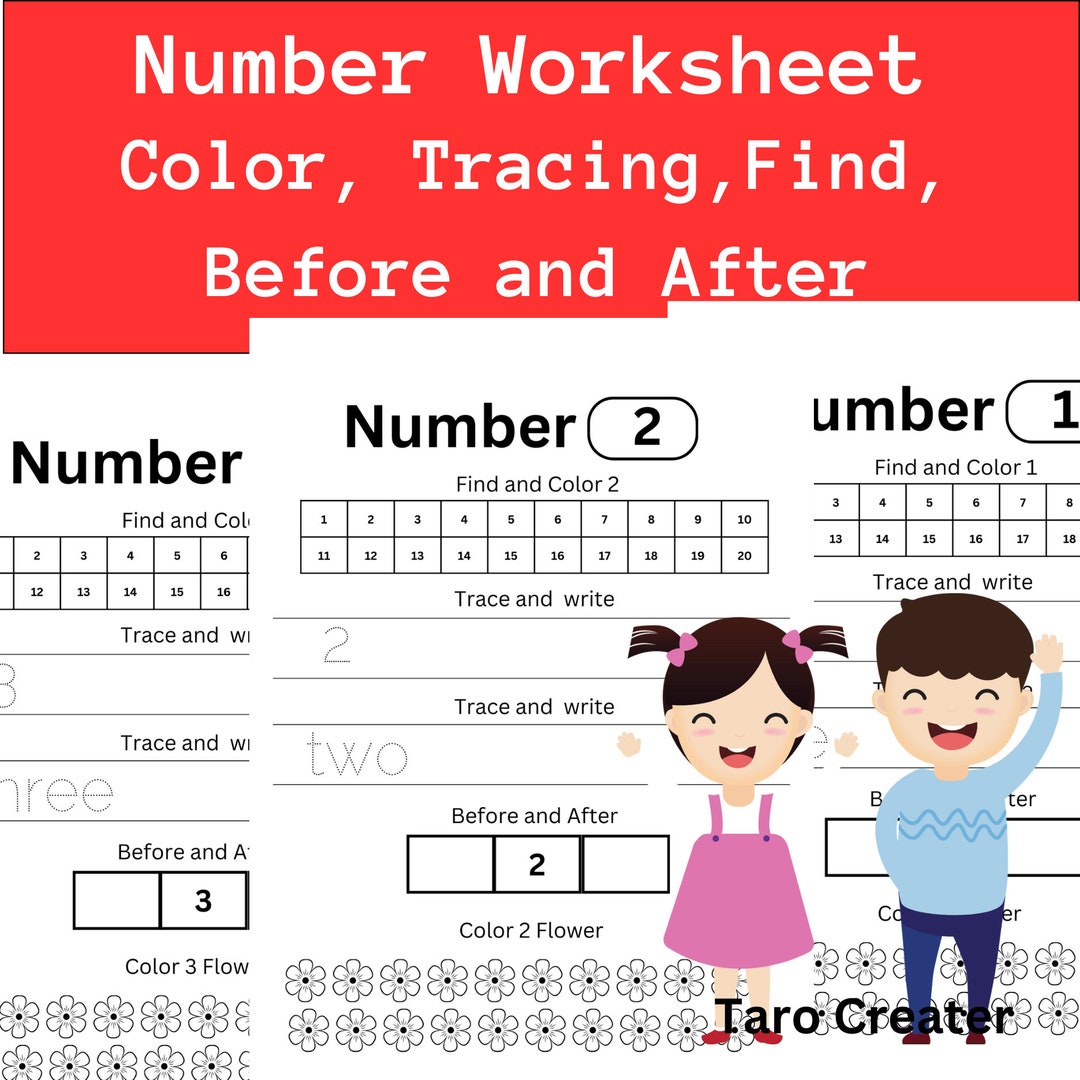 Number Worksheets Color, Tracing, Find, Before and After Numbers to 1 ...