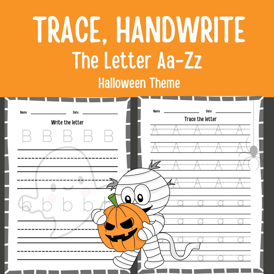 Alphabet Halloween Theme Trace and Write the Letter Uppercase Lowercase ...