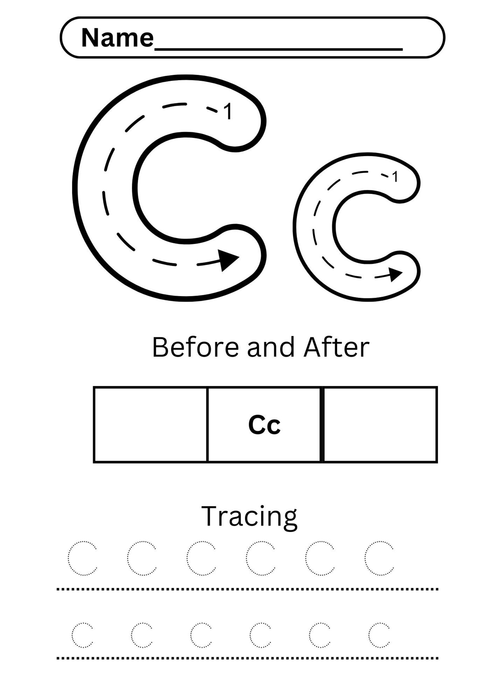 Alphabet Worksheets Tracing Before and After the Letter Activities ...