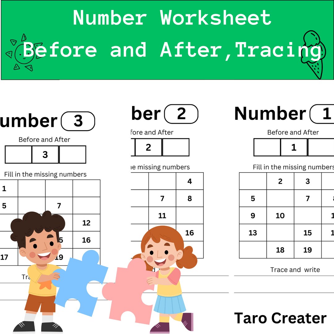 Numbers Worksheet: Math Game, Tracing, Find, Before and After- Numbers ...