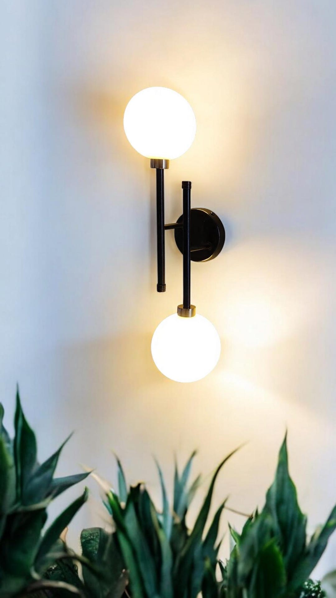 Double Light Brass Sputnik Wall Sconce Beside Wall Lamp Glass Globe ...