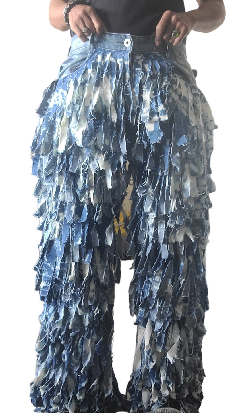 Fringed One of a Kind Denim Jeans - Etsy