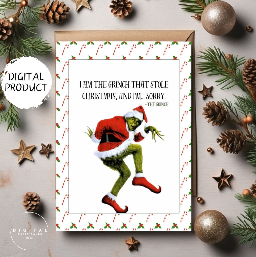 The Grinch Christmas Greeting Card, Christmas Foldable Card Instant ...