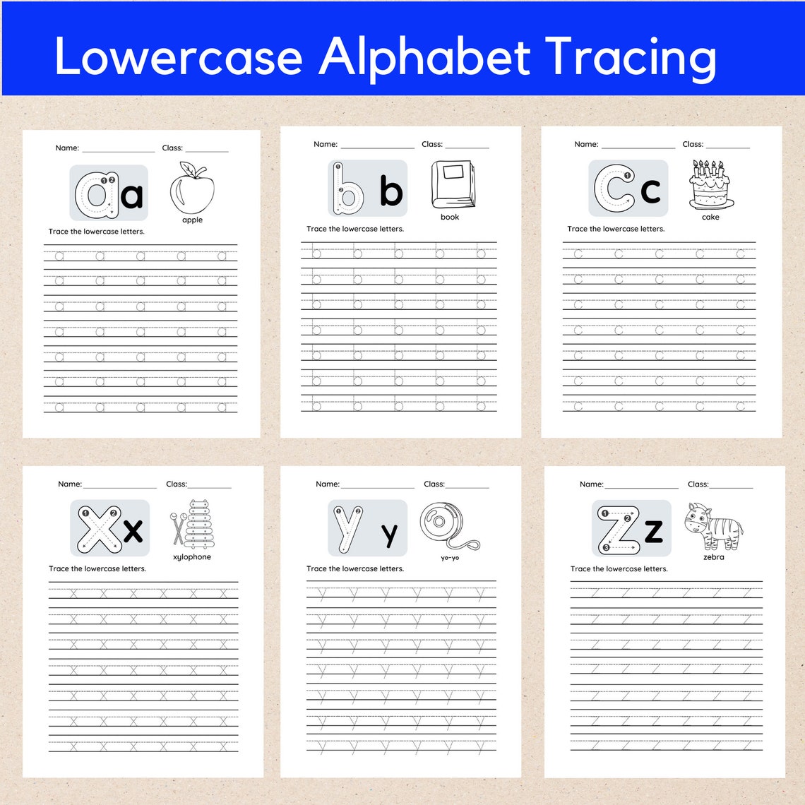 Printable Lowercase Alphabet Tracing Worksheets preschool-kindergarten ...