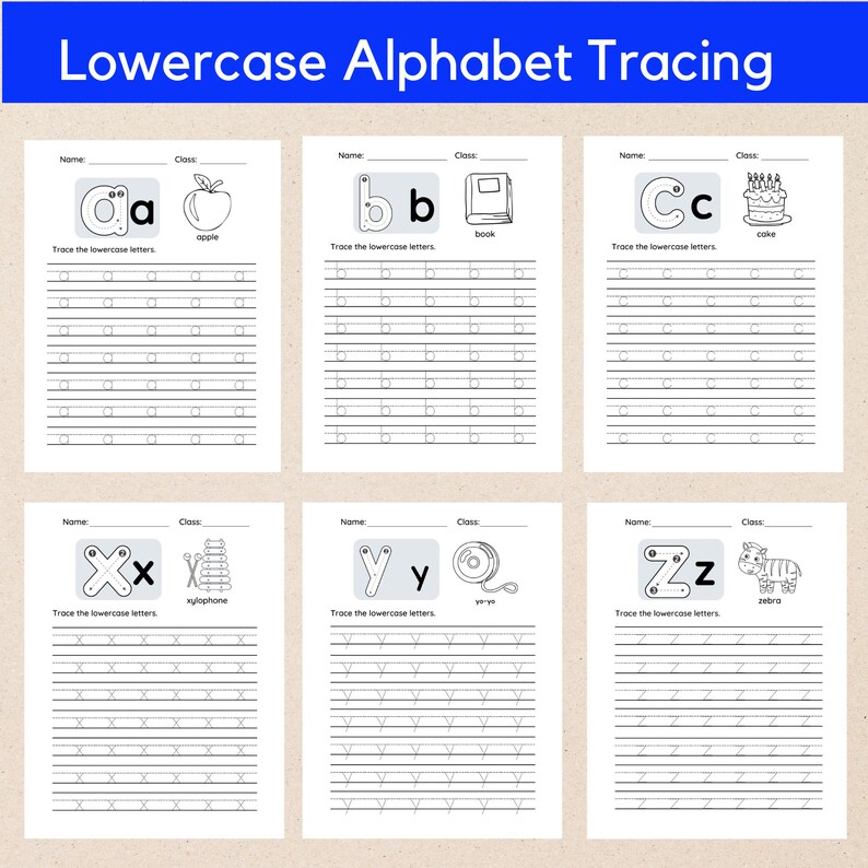 Printable Lowercase Alphabet Tracing Worksheets |preschool-kindergarten ...