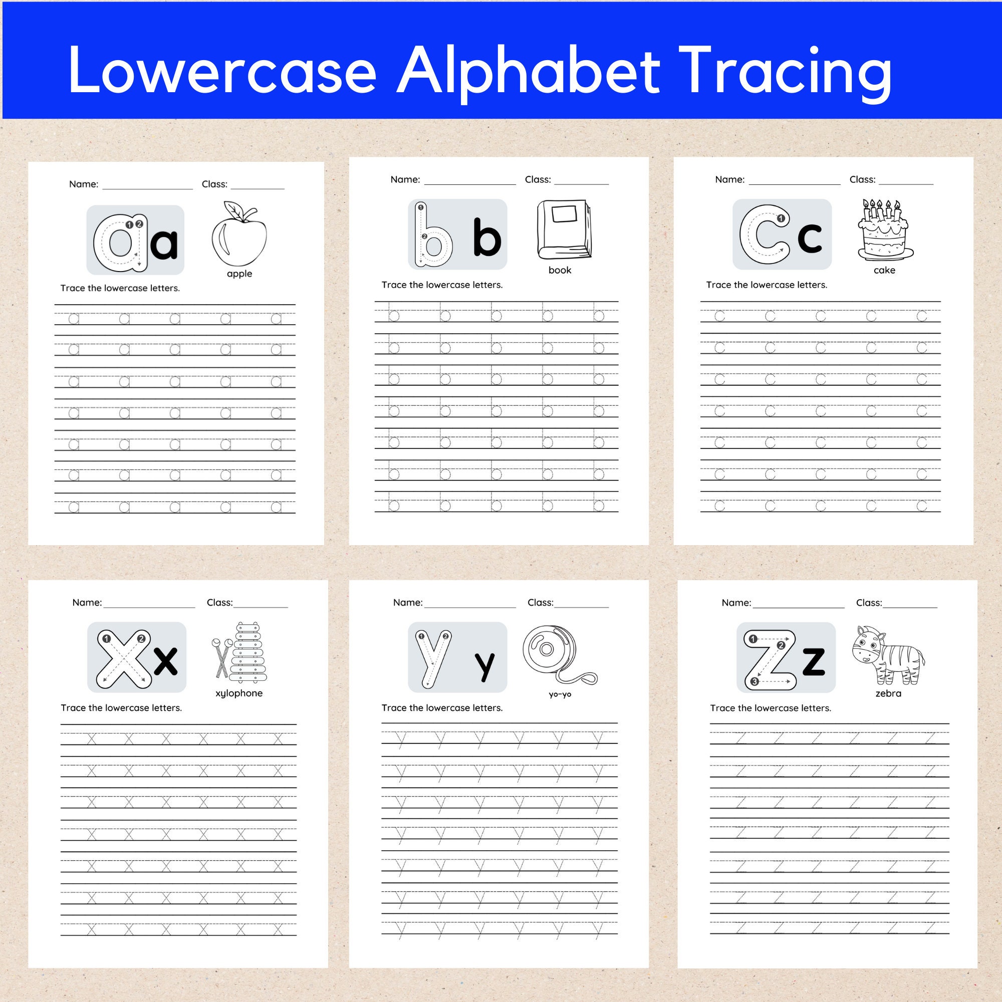 Printable Lowercase Alphabet Tracing Worksheets |preschool-kindergarten ...