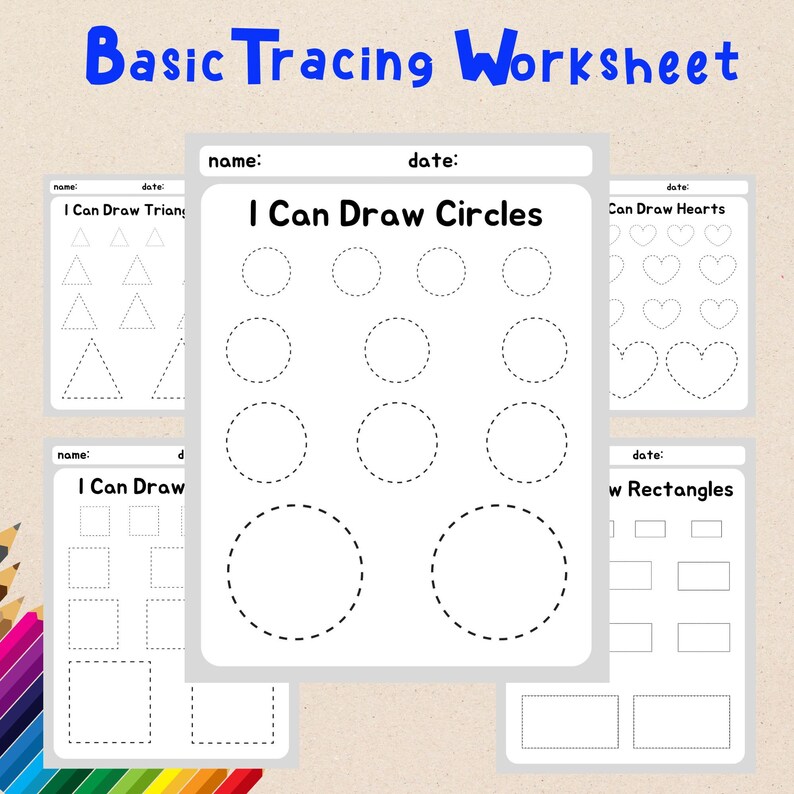 Preschool Shape Tracing, Basic Shape Tracing, Shape Tracing Worksheets ...
