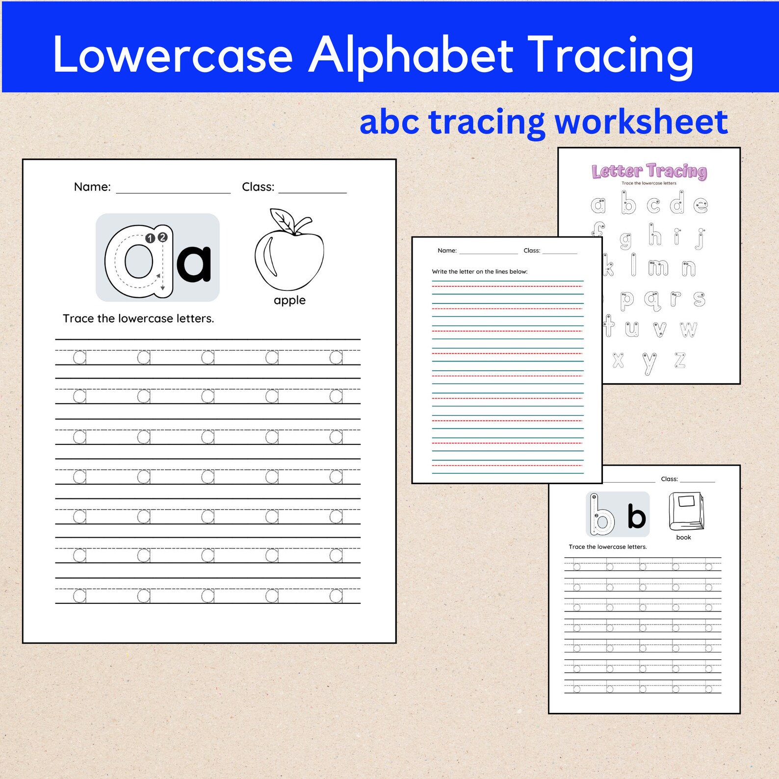 Printable Lowercase Alphabet Tracing Worksheets |preschool-kindergarten ...