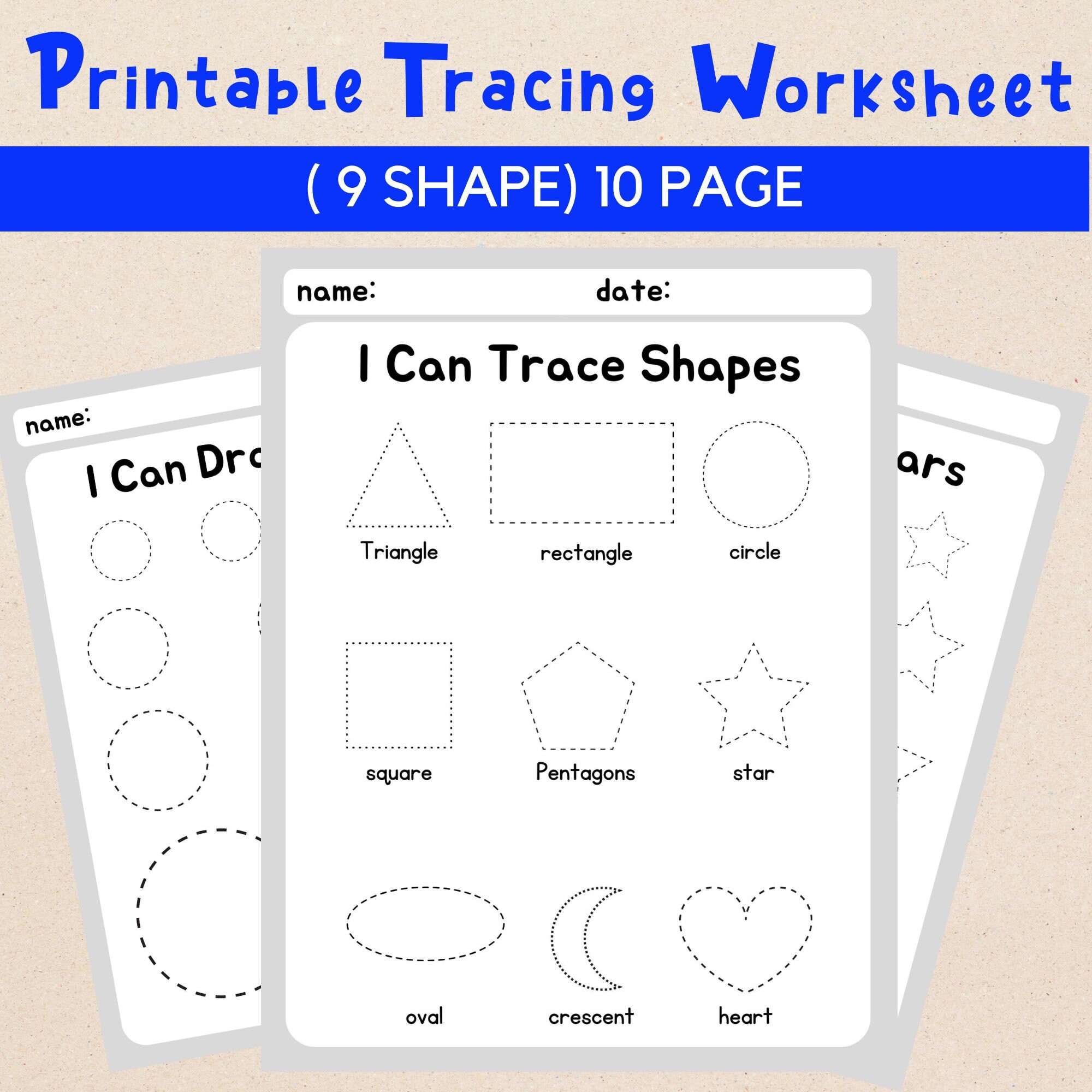 Preschool Shape Tracing, Basic Shape Tracing, Shape Tracing Worksheets ...