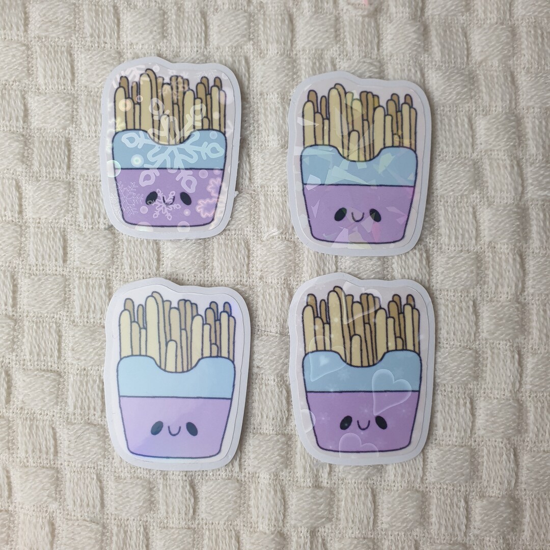 Cute Kawaii Holographic French Fries Die Cut Stickers Adorable Kawaii ...