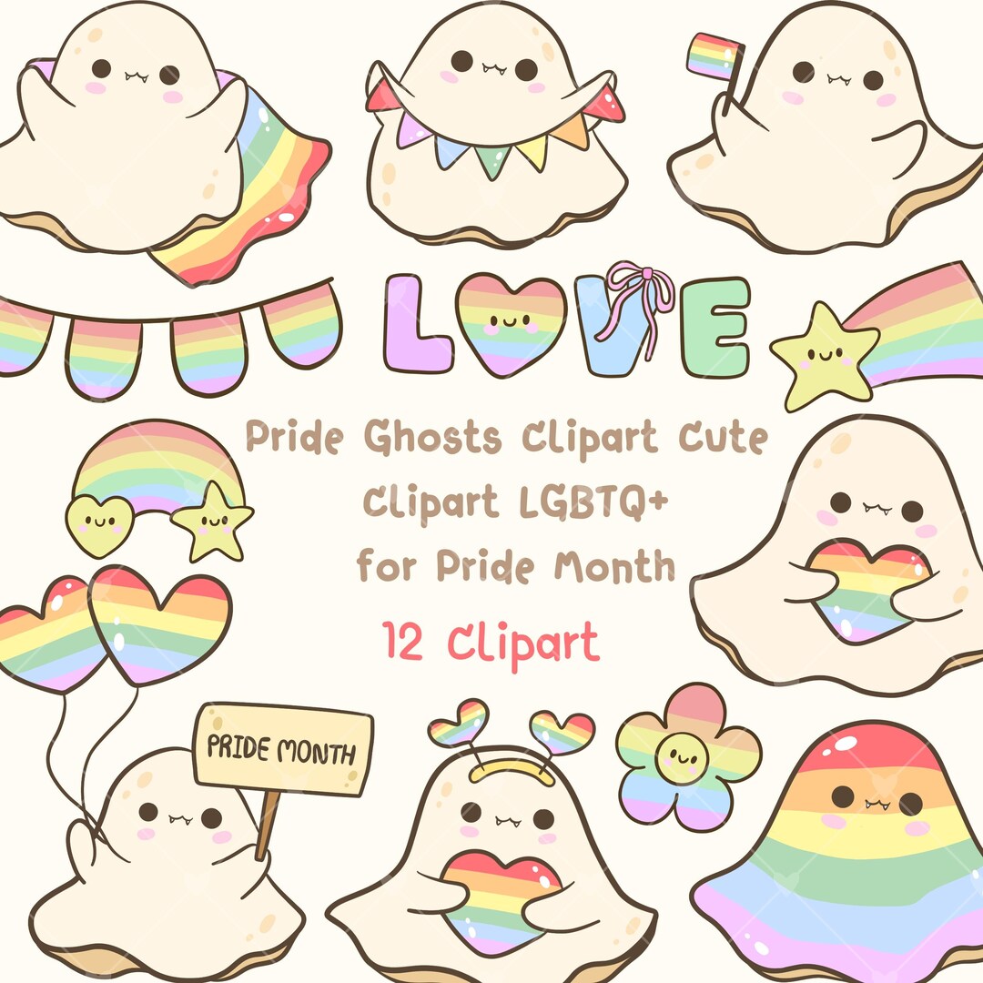 Pride Ghosts Clipart: Rainbow LGBTQ+ PNG Set (digital Download, 12 ...