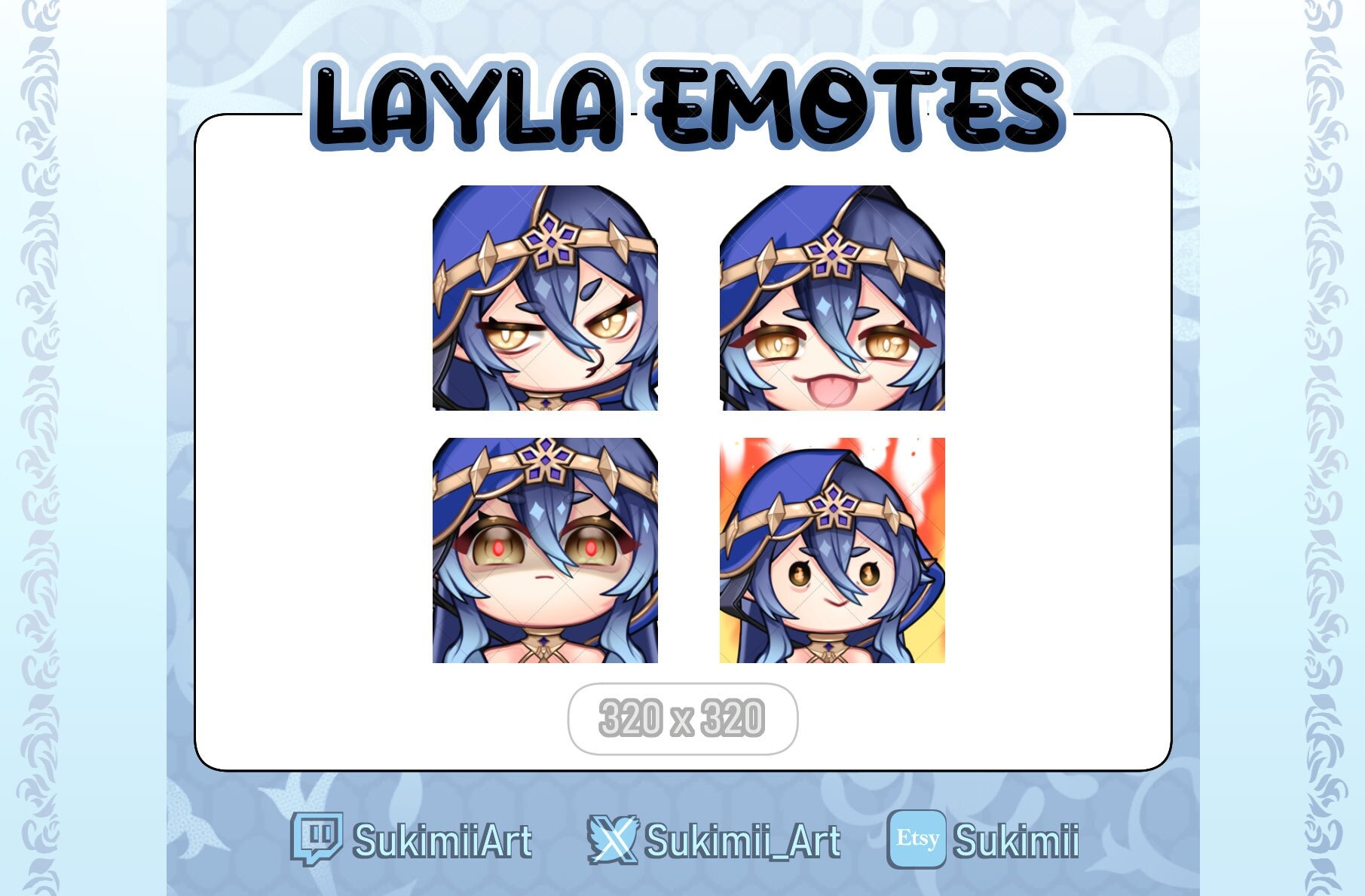 Layla Genshin Impact Emotes W/o Animation, 4er Set, Für Twitch/discord ...