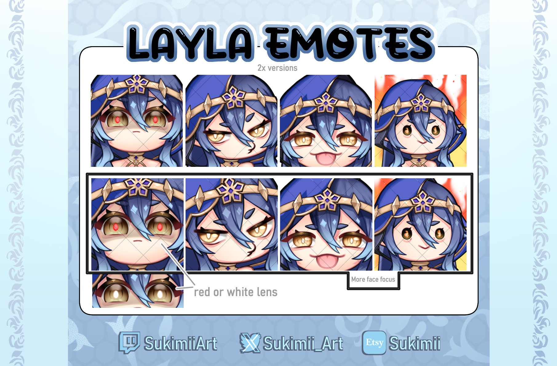 Layla Genshin Impact Emotes W/o Animation, 4er Set, Für Twitch/discord ...