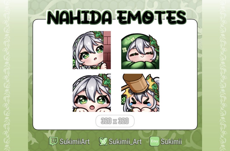 Nahida Genshin Impact Static Emote Set of 4 for Twitch/discord/youtube ...