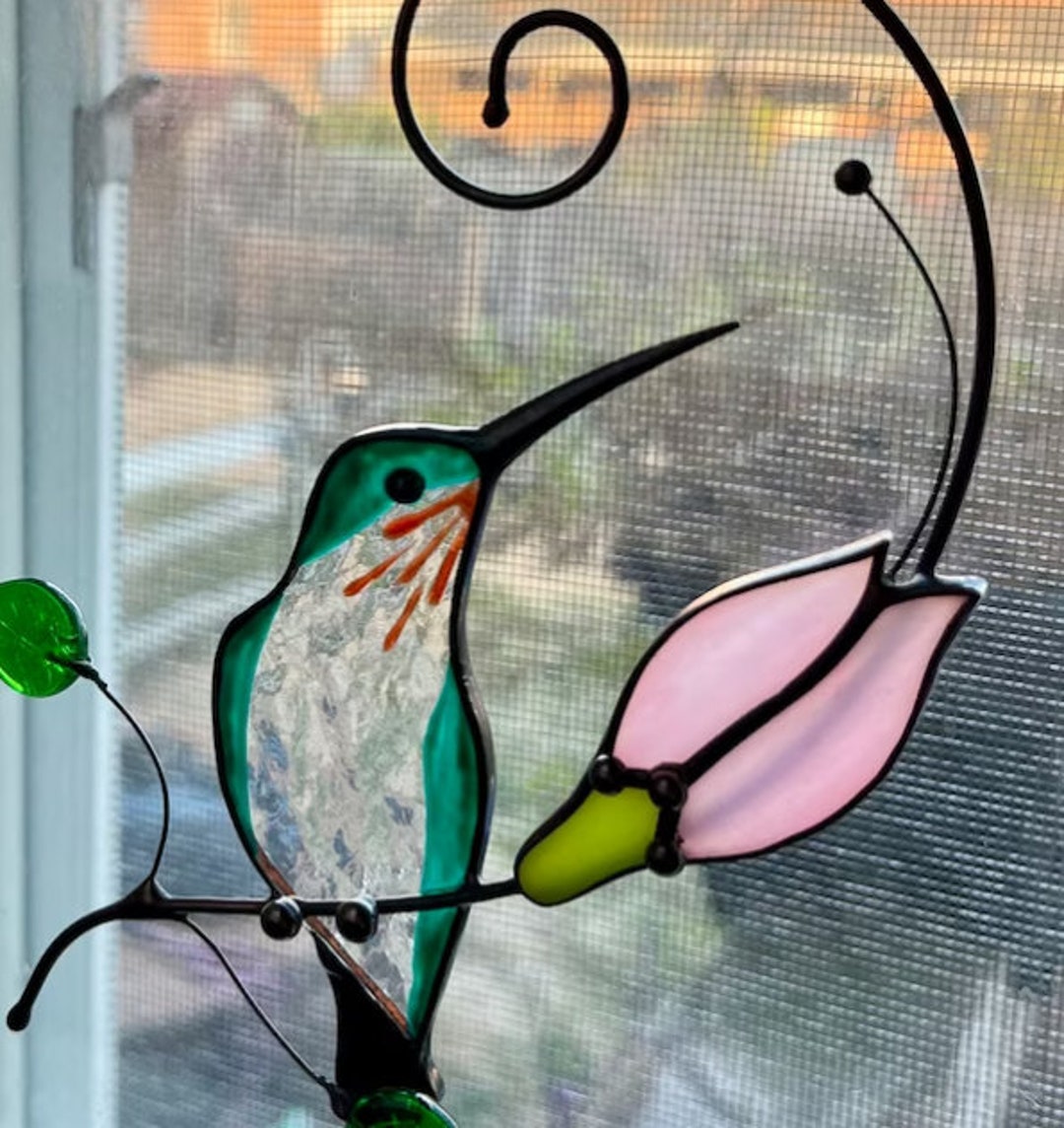 Stained Humming Bird Glass Window Hangings Mothers Day Gift Humming ...