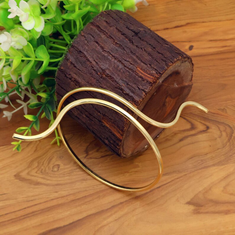 Minimalist Brass Snake Golden Armlet | Handmade Serpent Wave Arm Cuff ...