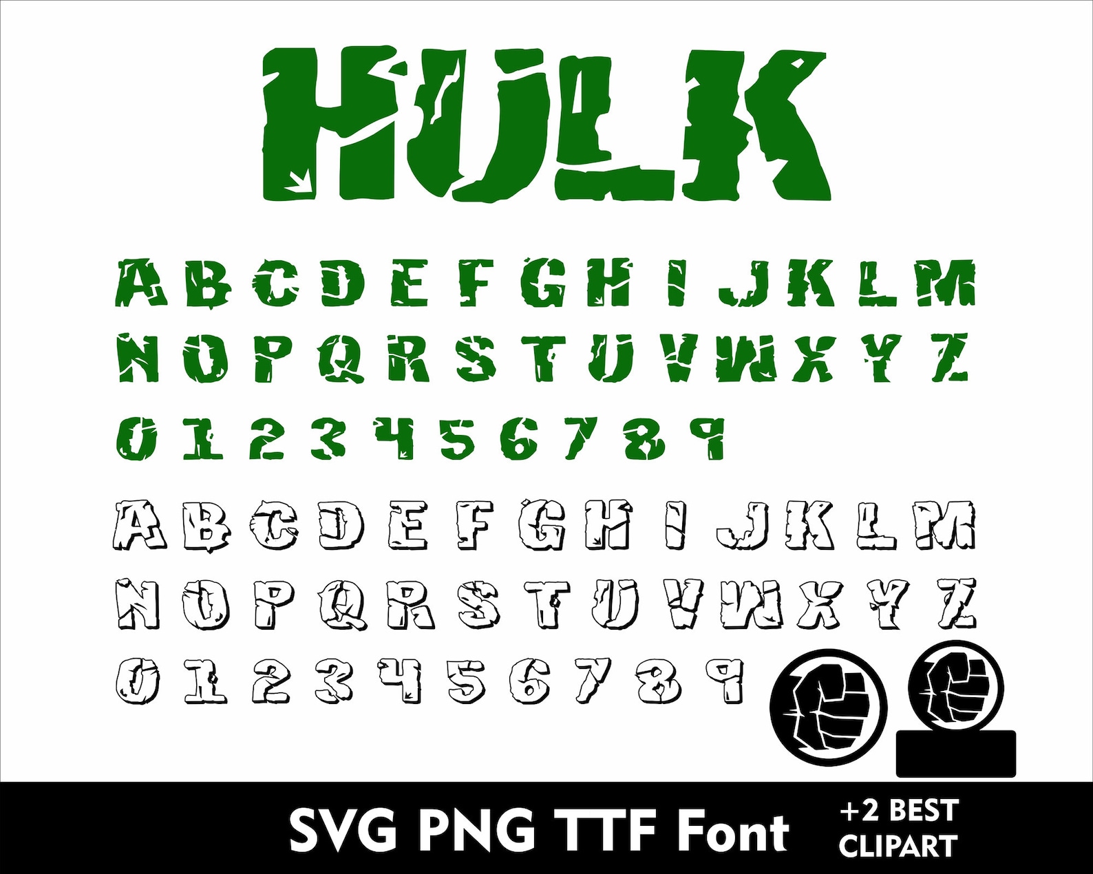 Hulk Font Green Hulk Alphabet SVG for Cricut Hulk Letters 2style Font ...