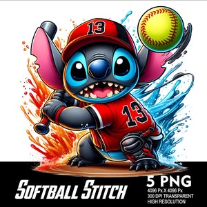 5 PNG Stitch Softball Splash and Watercolor Transparent PNG for ...