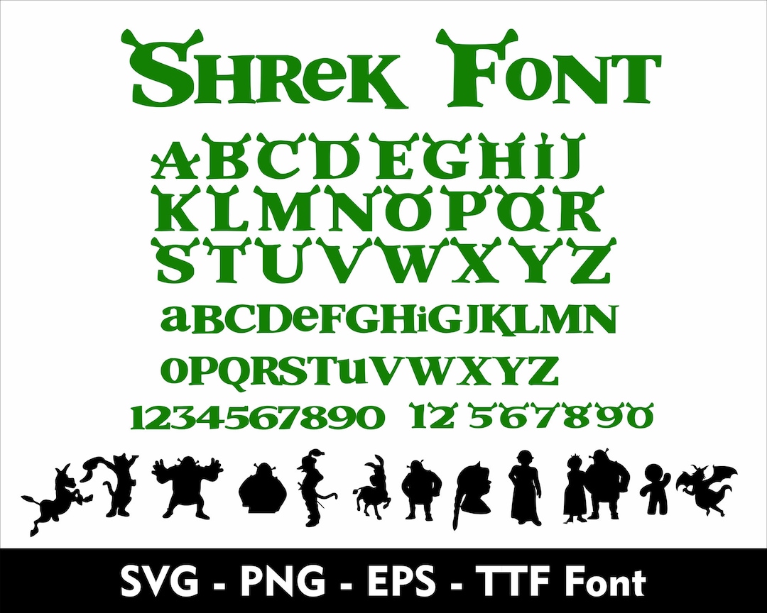 Cartoon Shrek Font Shrek Clipart Font SVG Clipart for Cricut Shrek ...