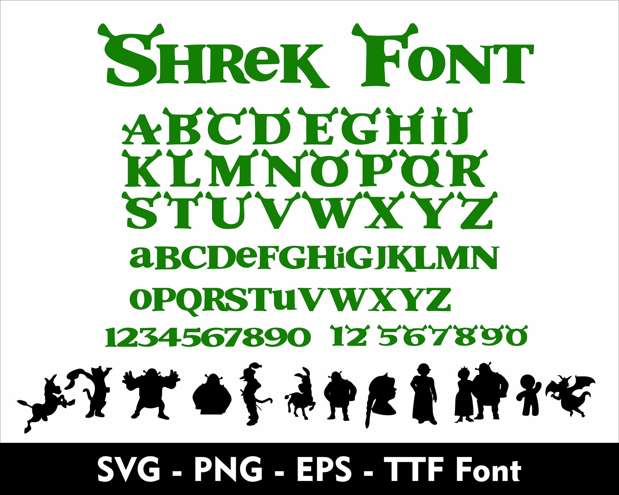 Cartoon Shrek Font Shrek Clipart Font SVG Clipart for Cricut Shrek ...