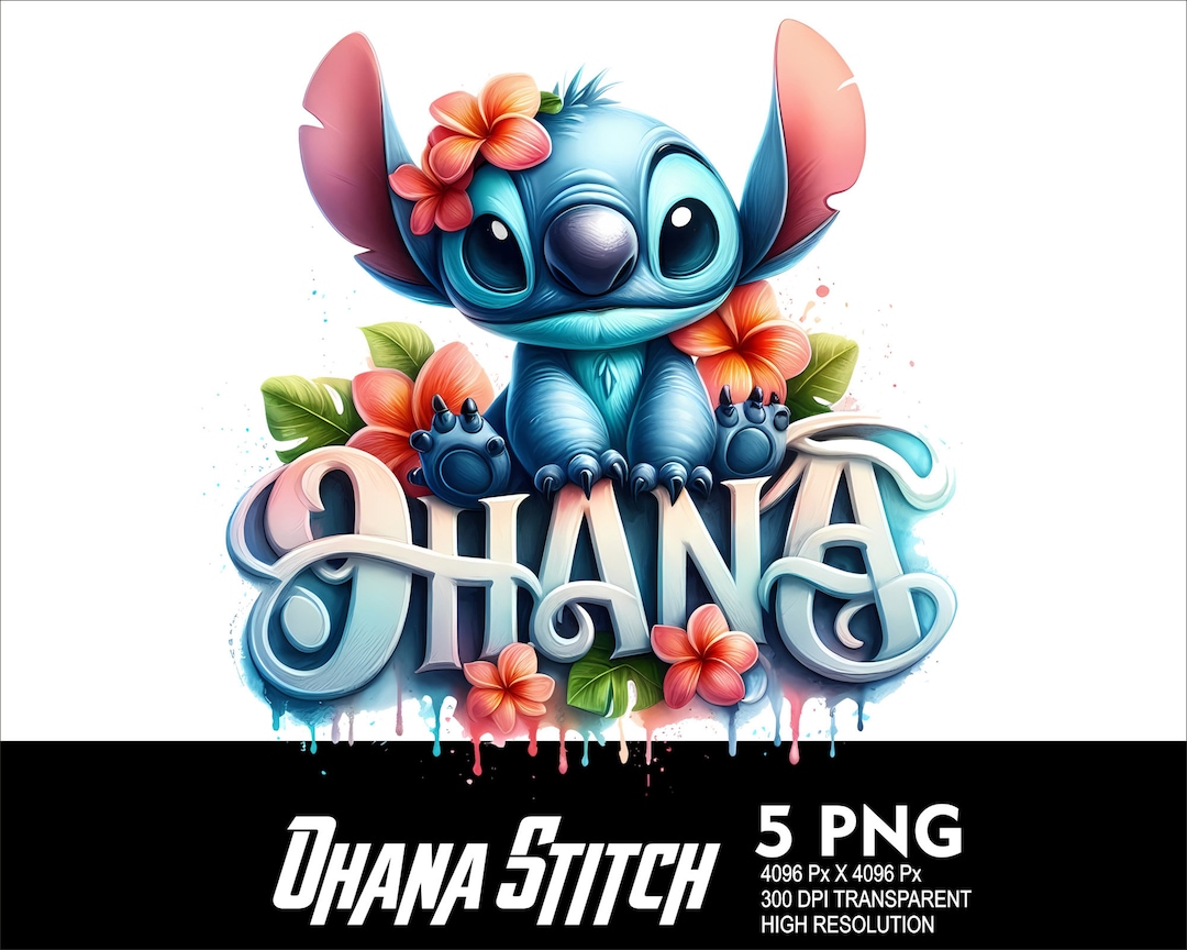 5 PNG Stitch Ohana Splash and Watercolor Transparent PNG File for ...