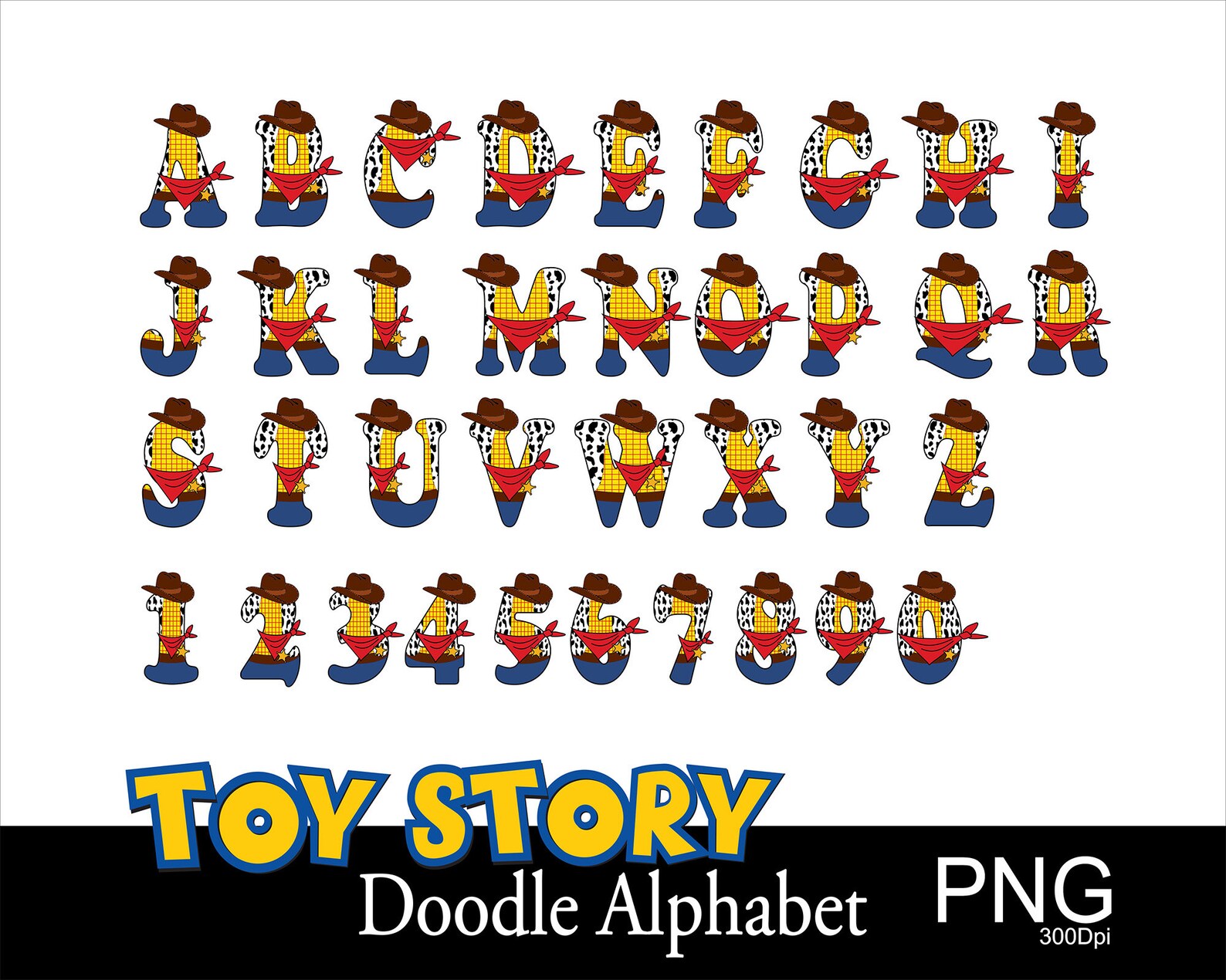 Toy Story Doodle Alphabet BUNDLE 7set Toy Story Letter Png Alphabet Toy ...