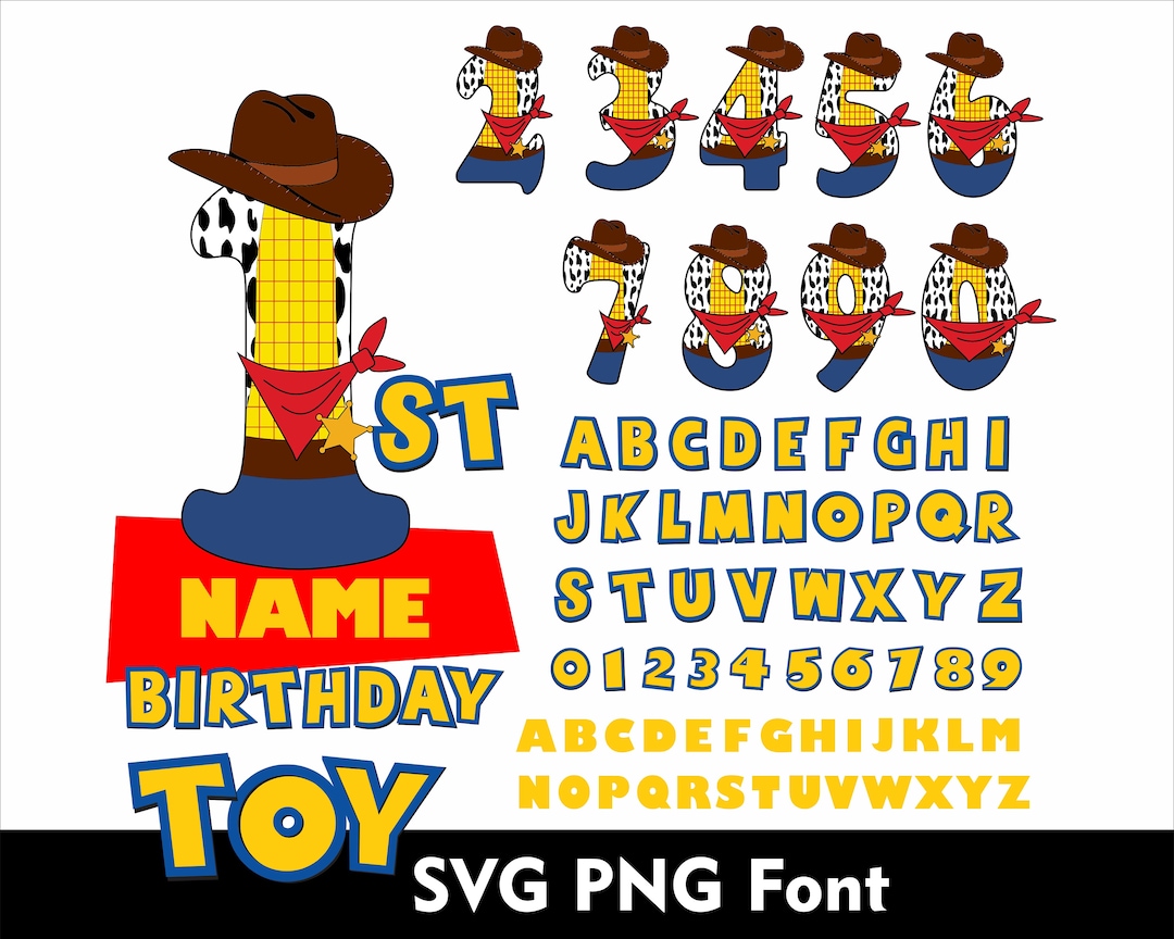 Toy Story Birthday Alphabet SVG PNG Doodle Woody Alphabet Letter A-Z ...