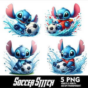 5 PNG Stitch Soccer Splash and Watercolor Transparent PNG File for ...