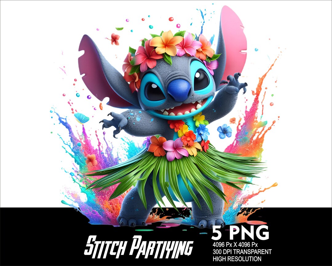 5 PNG Stitch Party Splash and Watercolor Transparent PNG File for ...