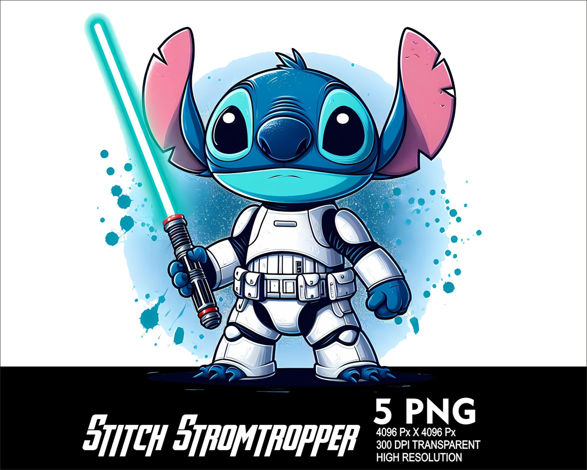 5 PNG Stitch Starwars Splash and Watercolor Transparent PNG File for ...