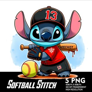 5 PNG Stitch Softball Splash and Watercolor Transparent PNG for ...