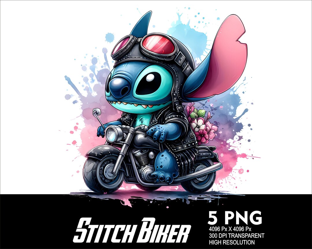 5 PNG Stitch Biker Splash and Watercolor Transparent PNG File for ...