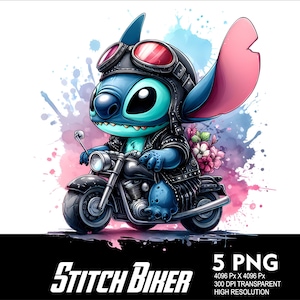 5 PNG Stitch Biker Splash and Watercolor Transparent PNG File for ...