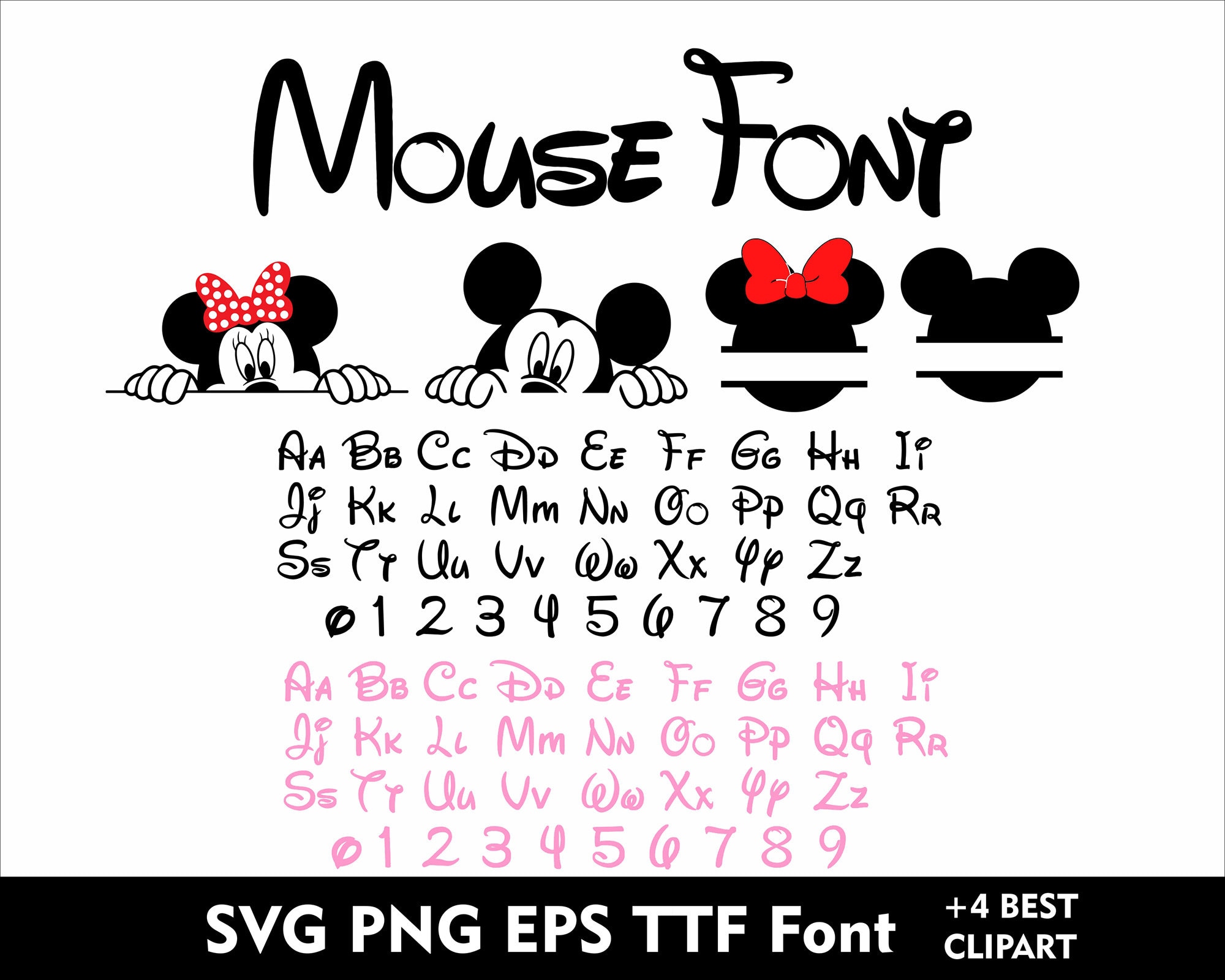Mause Font SVG Mause Pink or Black Font Mause Alphabet Best - Etsy