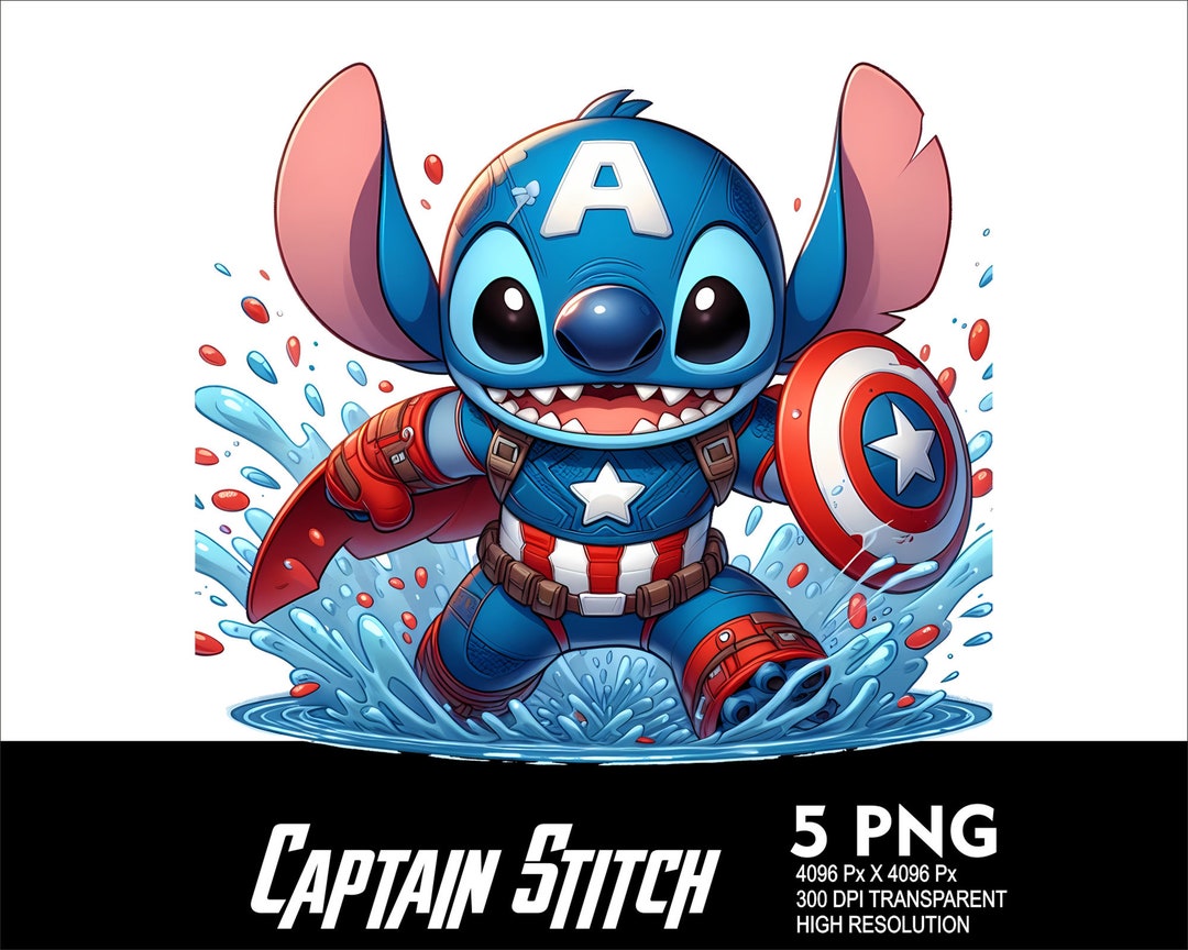 5 PNG Stitch Captain Splash and Watercolor Transparent PNG File for ...