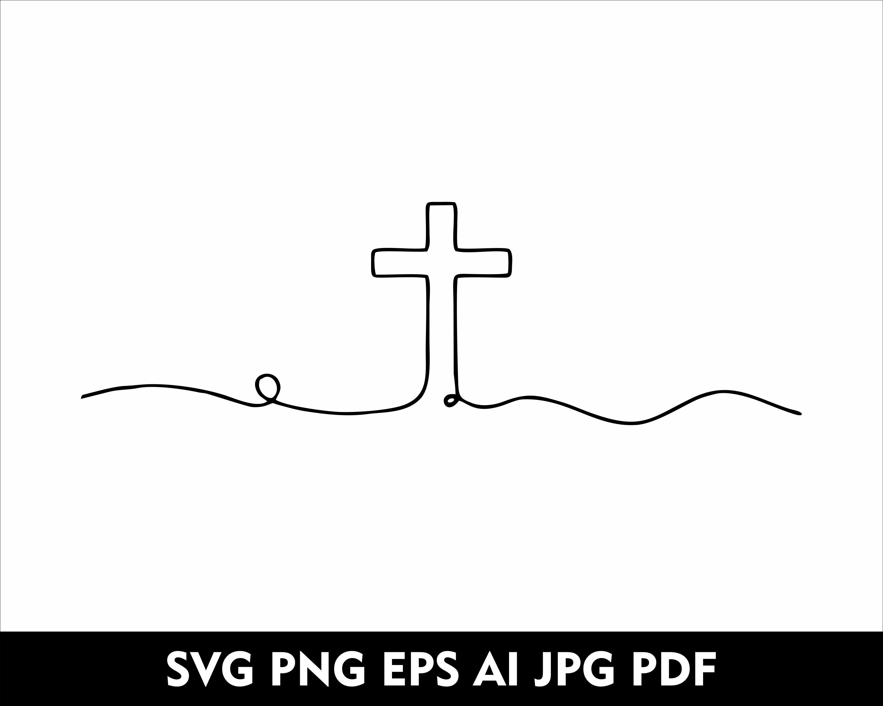 Cross Line SVG Jesus Cross Hand Draw Cross Christian Svg Circut ...