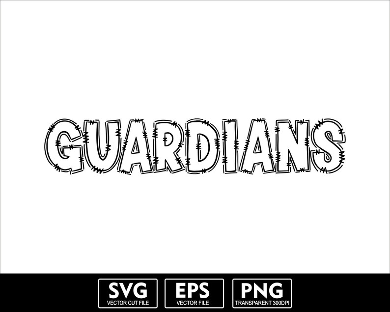 GUARDIANS Doodle Letters Hand Draw Letters Transparent Background ...