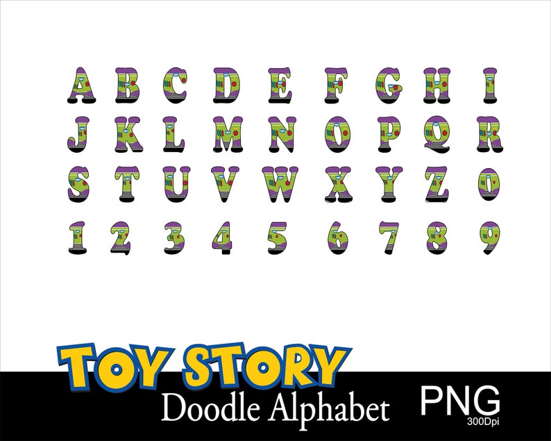 Toy Story Doodle Alphabet BUNDLE 7set Toy Story Letter Png Alphabet Toy ...