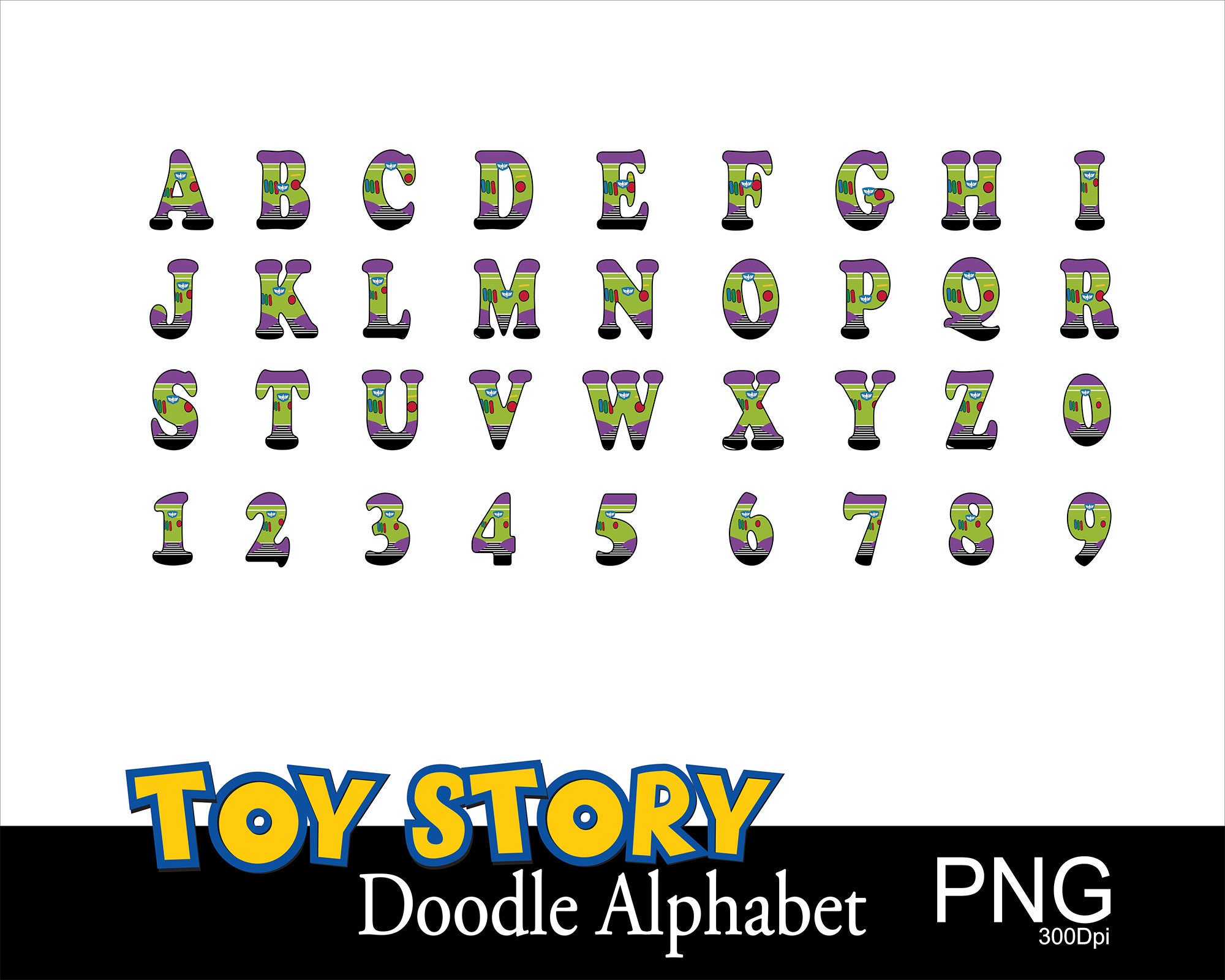 Toy Story Doodle Alphabet BUNDLE 7set Toy Story Letter Png Alphabet Toy ...