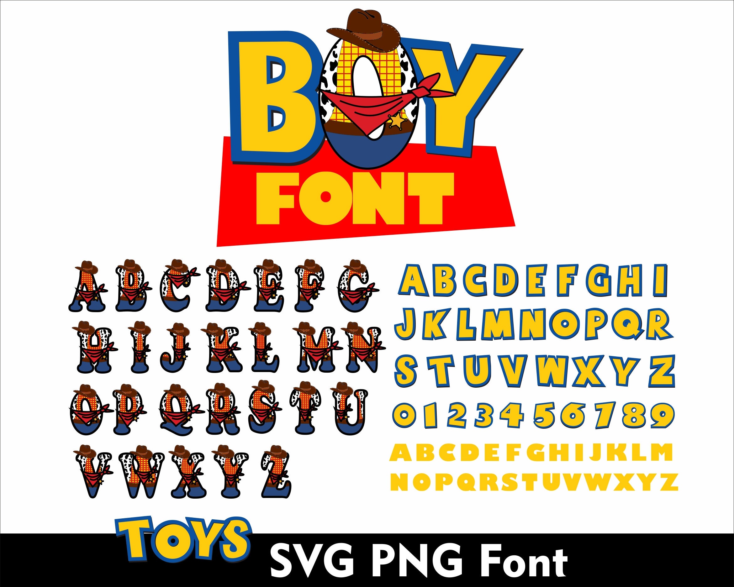 Toy Story Sheriff Woody Alphabet SVG PNG Doodle Alphabet Letter A-Z Toy ...
