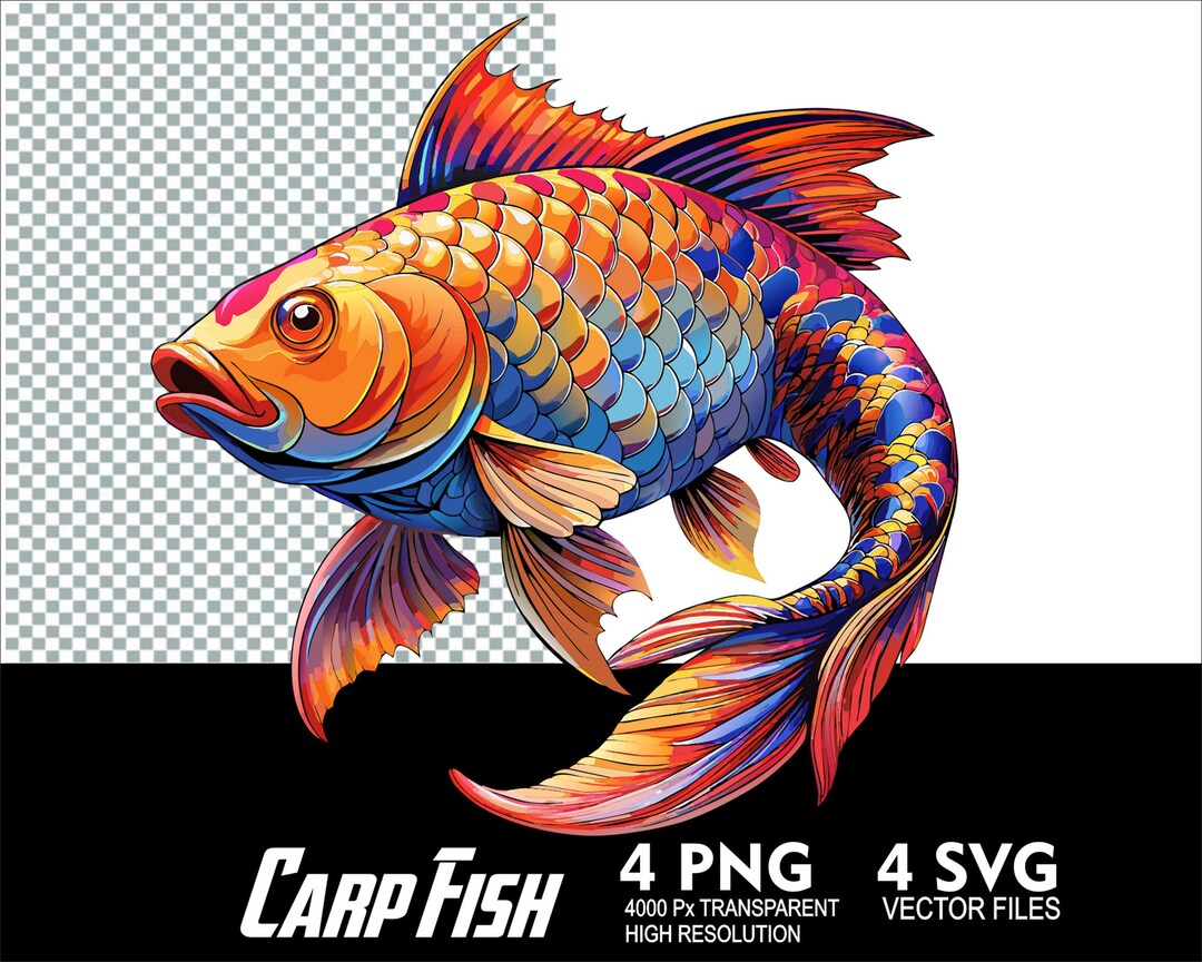 4 Design Jumping Carp Fish Svg Png Common Carp Sublimation and Vector ...
