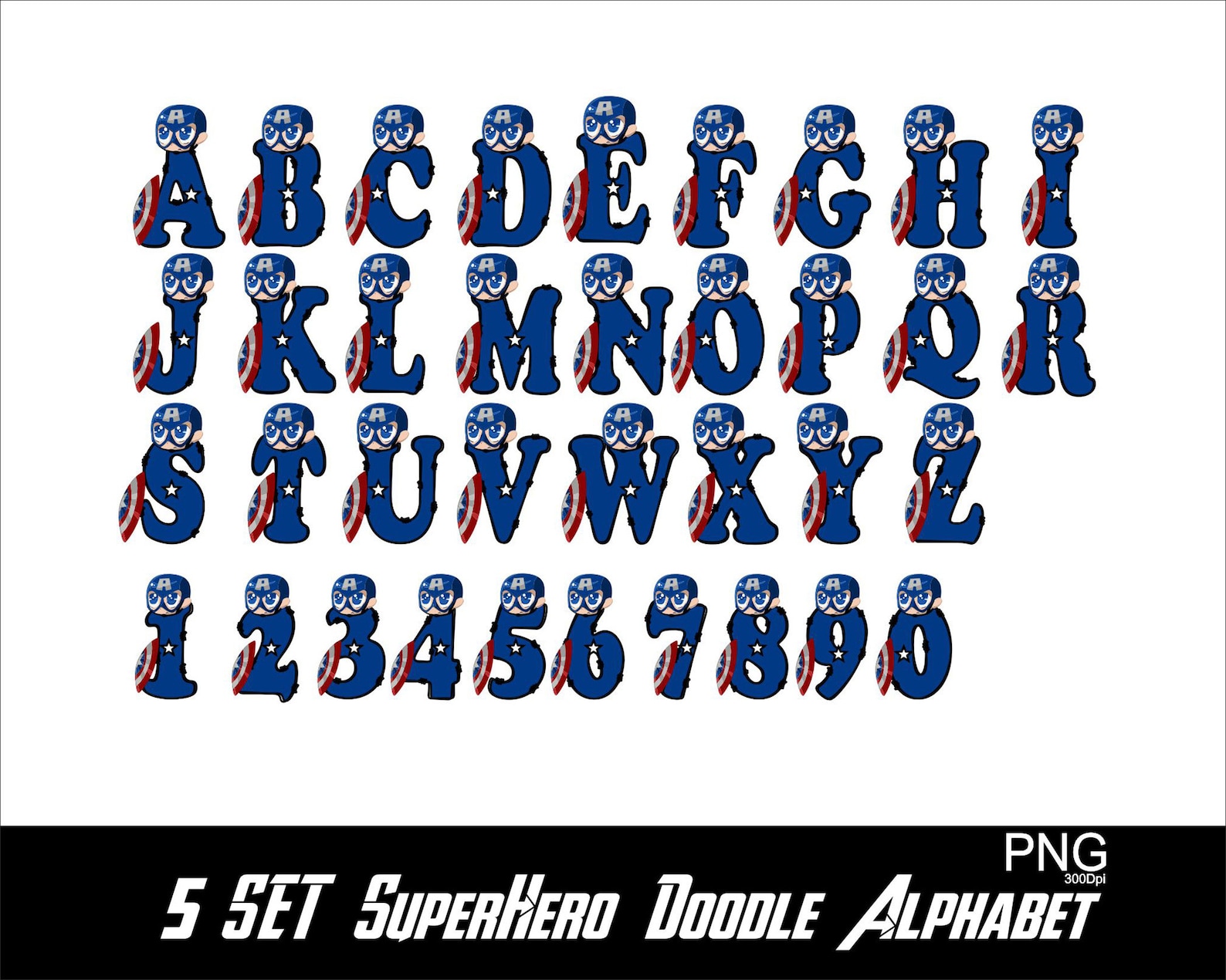 Super Hero Alphabet PNG Avanger Font Super Hero Letter Hero Doodle PNG ...