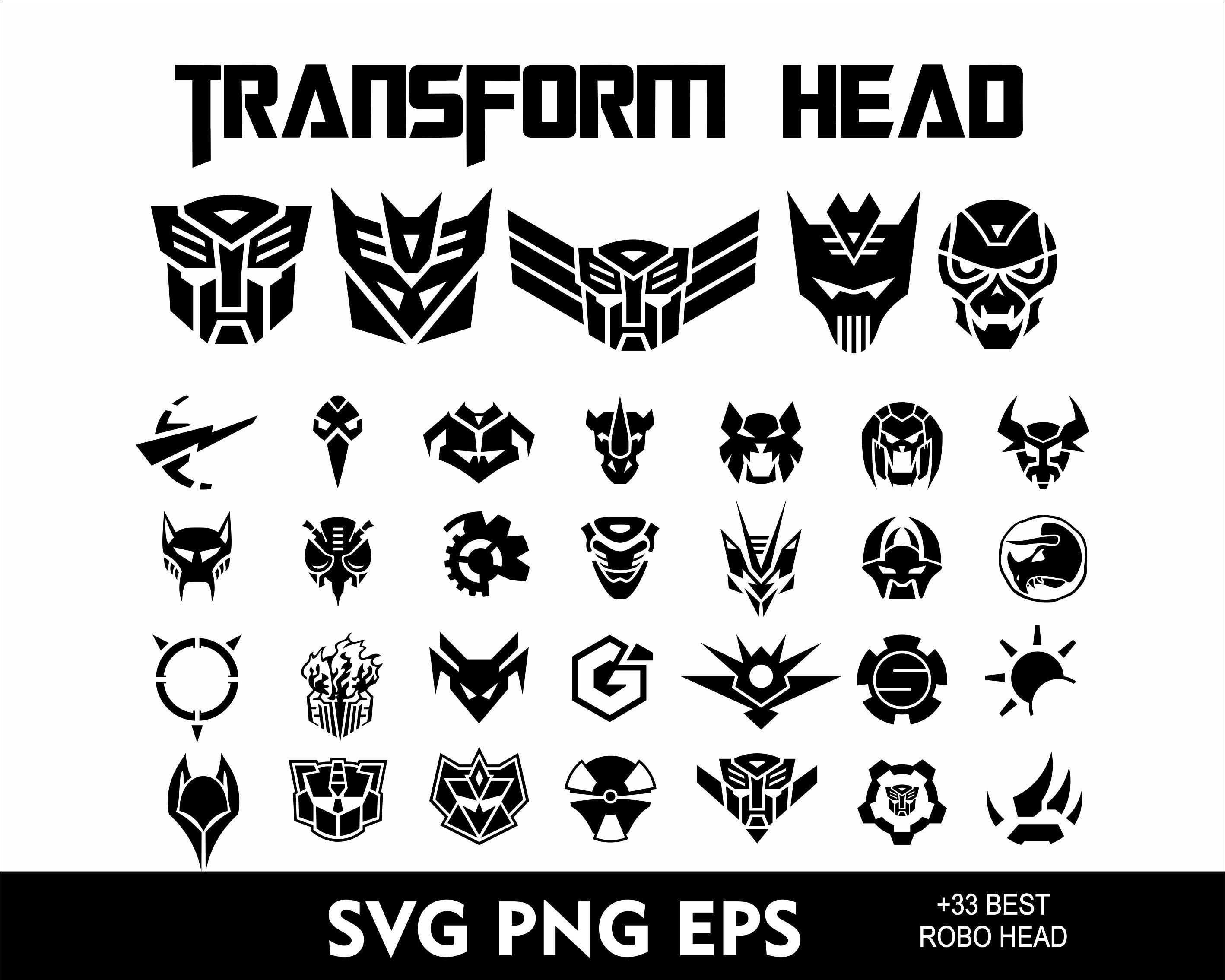 Transformer Head SVG Transform Skin Cut File Svg Head Robot Symbol Svg Transformer Sublimation ...