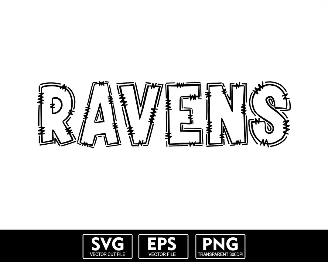 RAVENS Doodle Letters Hand Draw Letters Transparent Background Vector ...