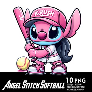 10 PNG Angel Stitch Softball Pink White Splash and Watercolor ...