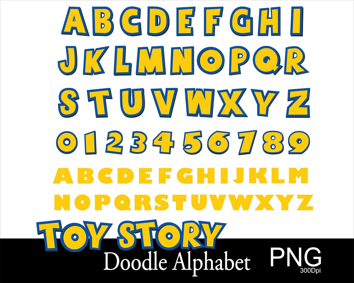 Toy Story Doodle Alphabet BUNDLE 7set Toy Story Letter Png Alphabet Toy ...